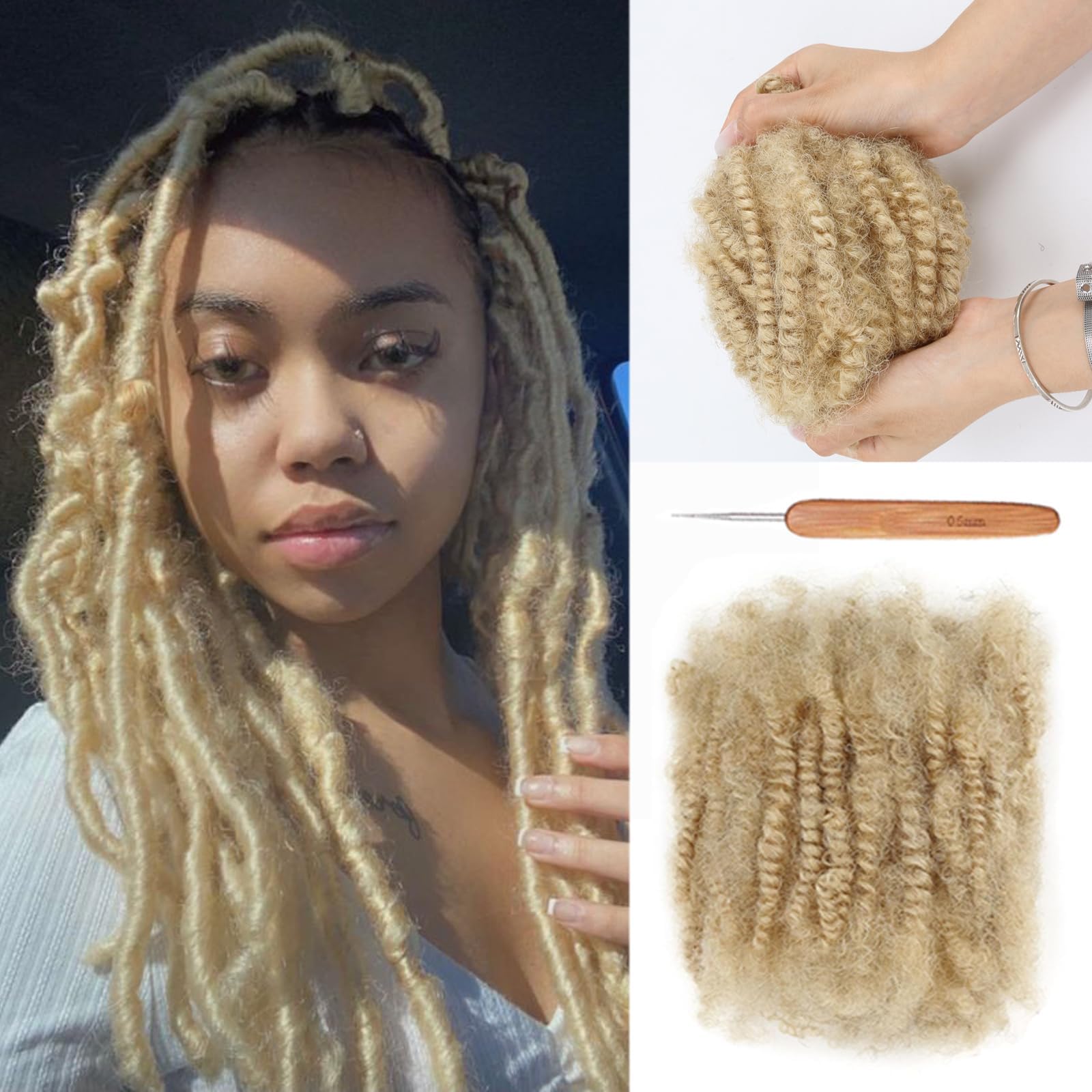 Amazon.com : HLSK Afro Kinkys Bulk Human Hair 20Inch 45g±5g/Pack for ...