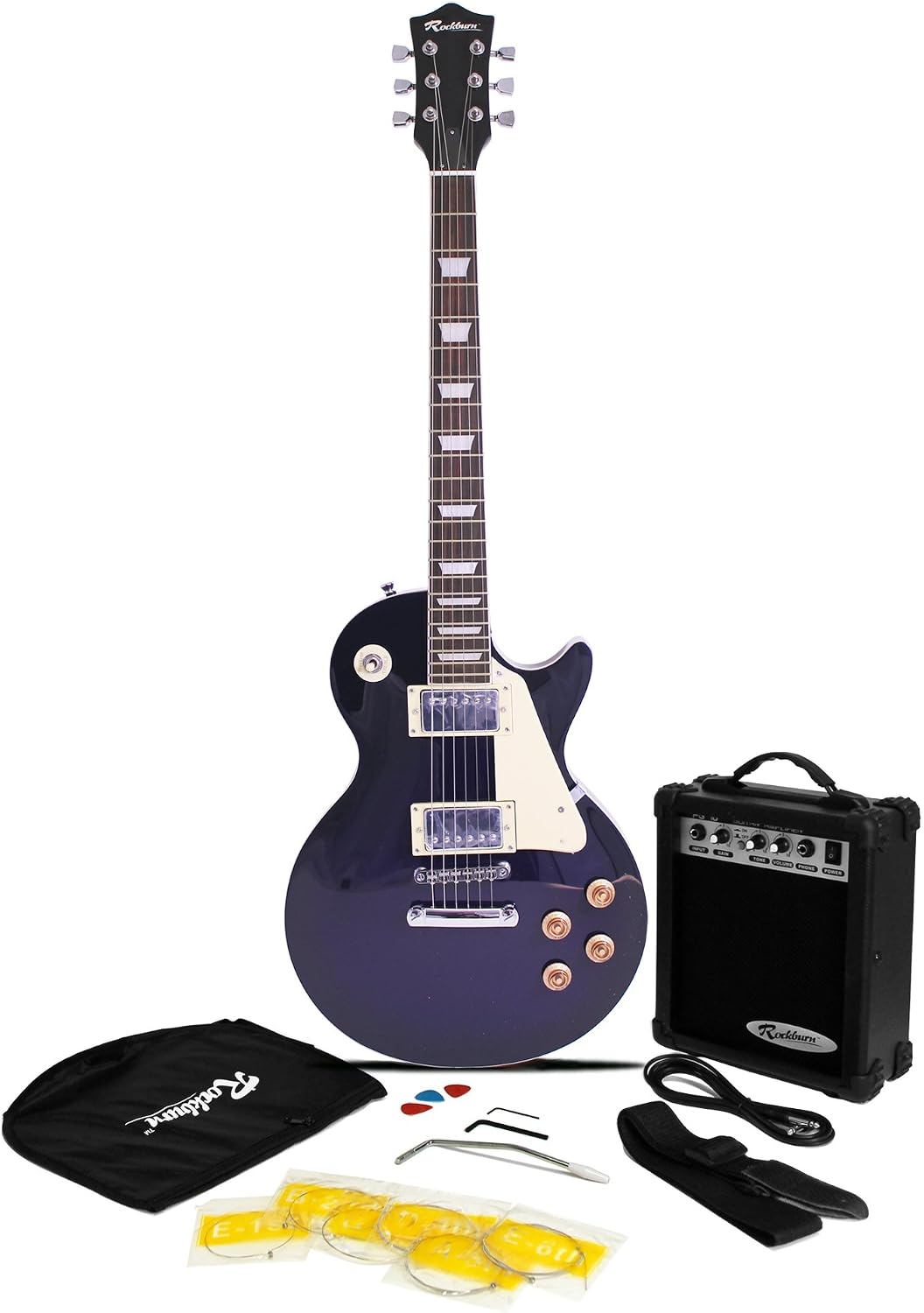 Rockburn LP2 Style Guitar Package with 10 W Amp - Blue : Amazon.co.uk ...