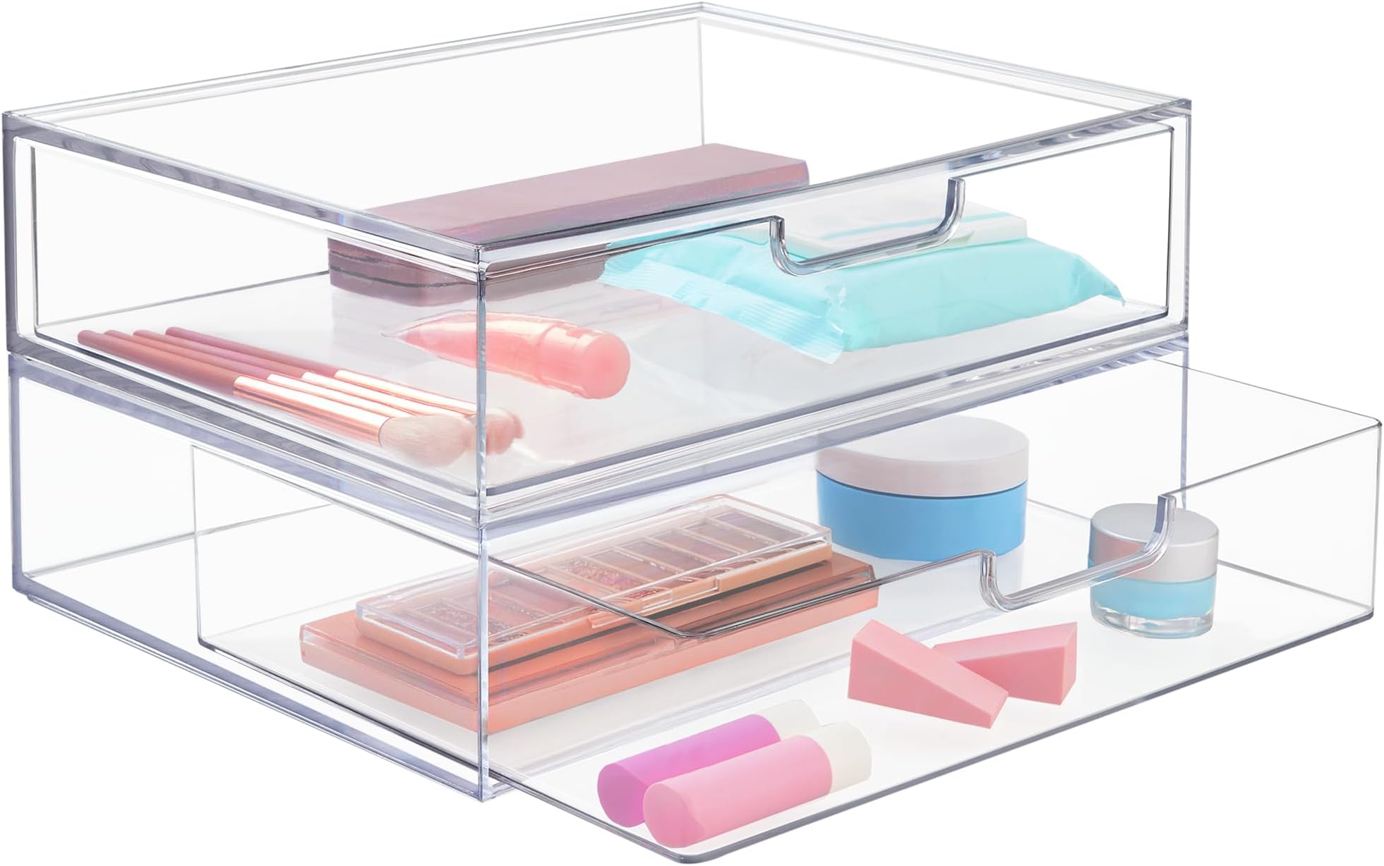 Amazon.com: Youngever 2 Pack Stackable Plastic Organiser Drawers, Clear ...