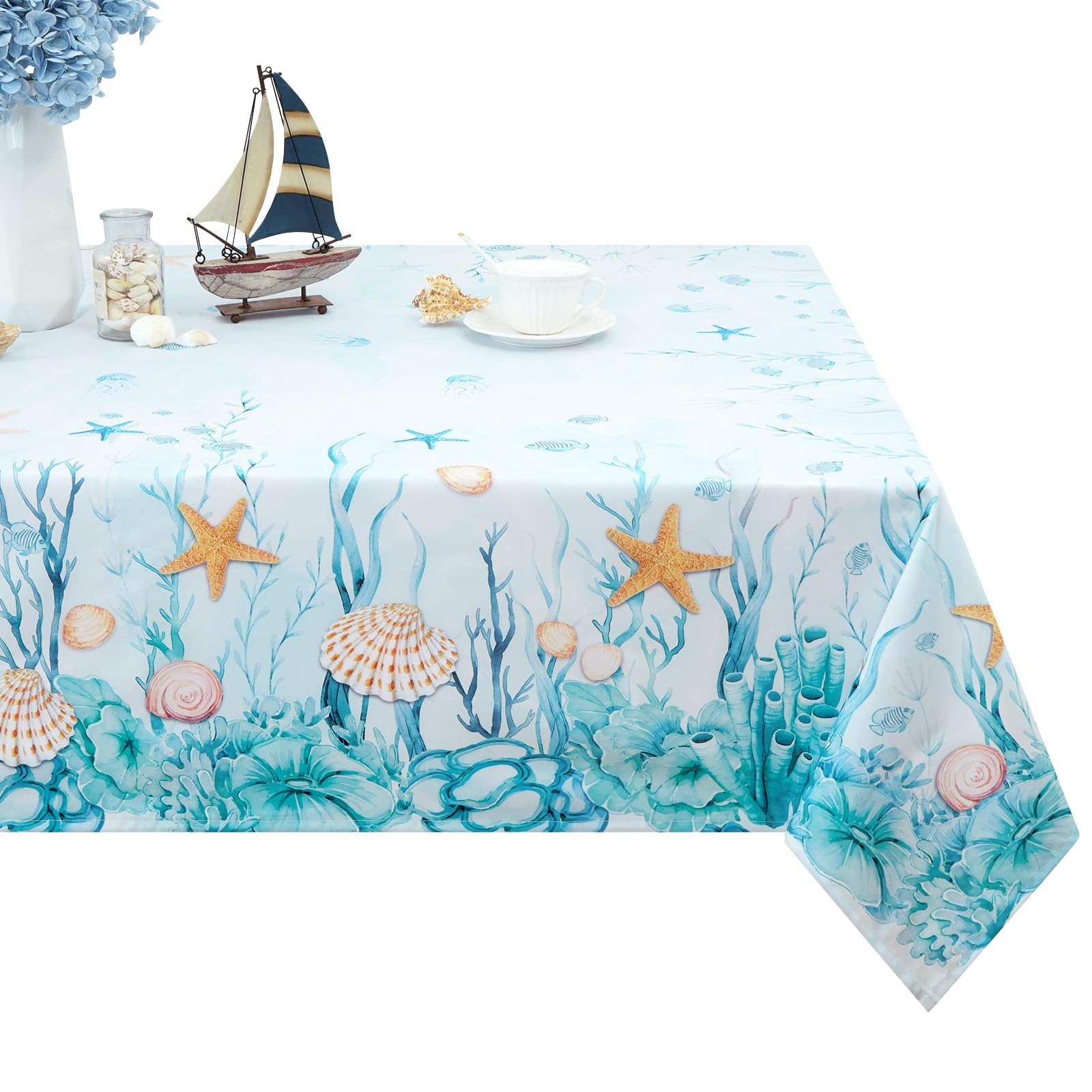 Amazon.com: Likiyol Coastal Tablecloth, Ocean Nautical Table Cloth ...