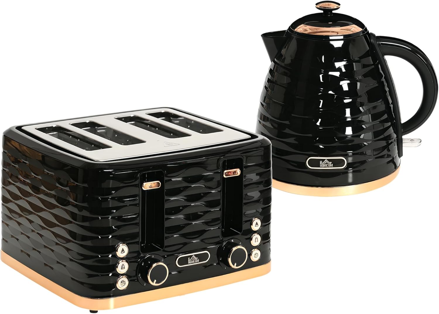 HOMCOM Kettle and Toaster Sets, 3000W 1.7L Rapid Boil Kettle & 4 Slice ...