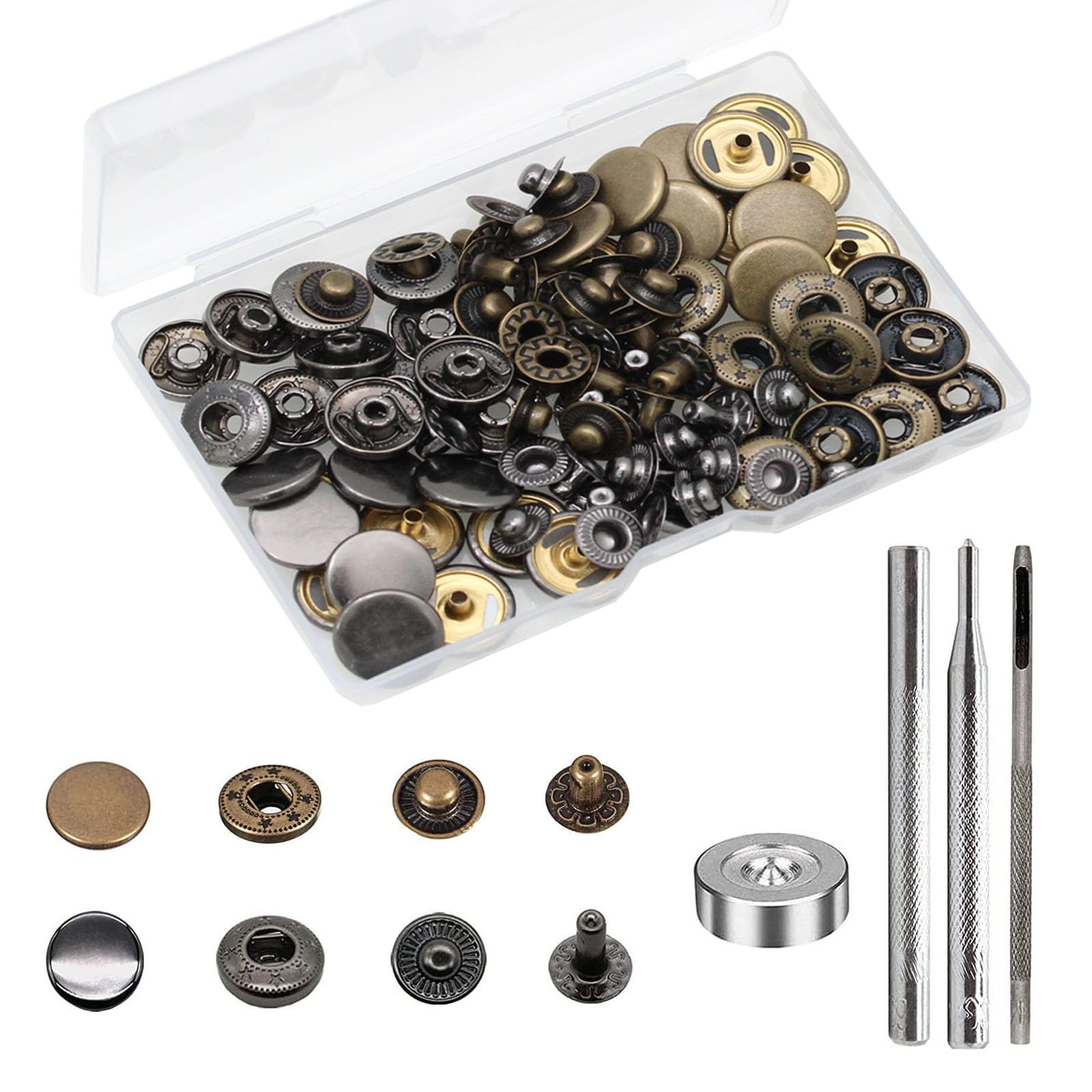 Amazon.com: 24 Sets Heavy Duty Leather Snap Fasteners Kit, BetterJonny ...