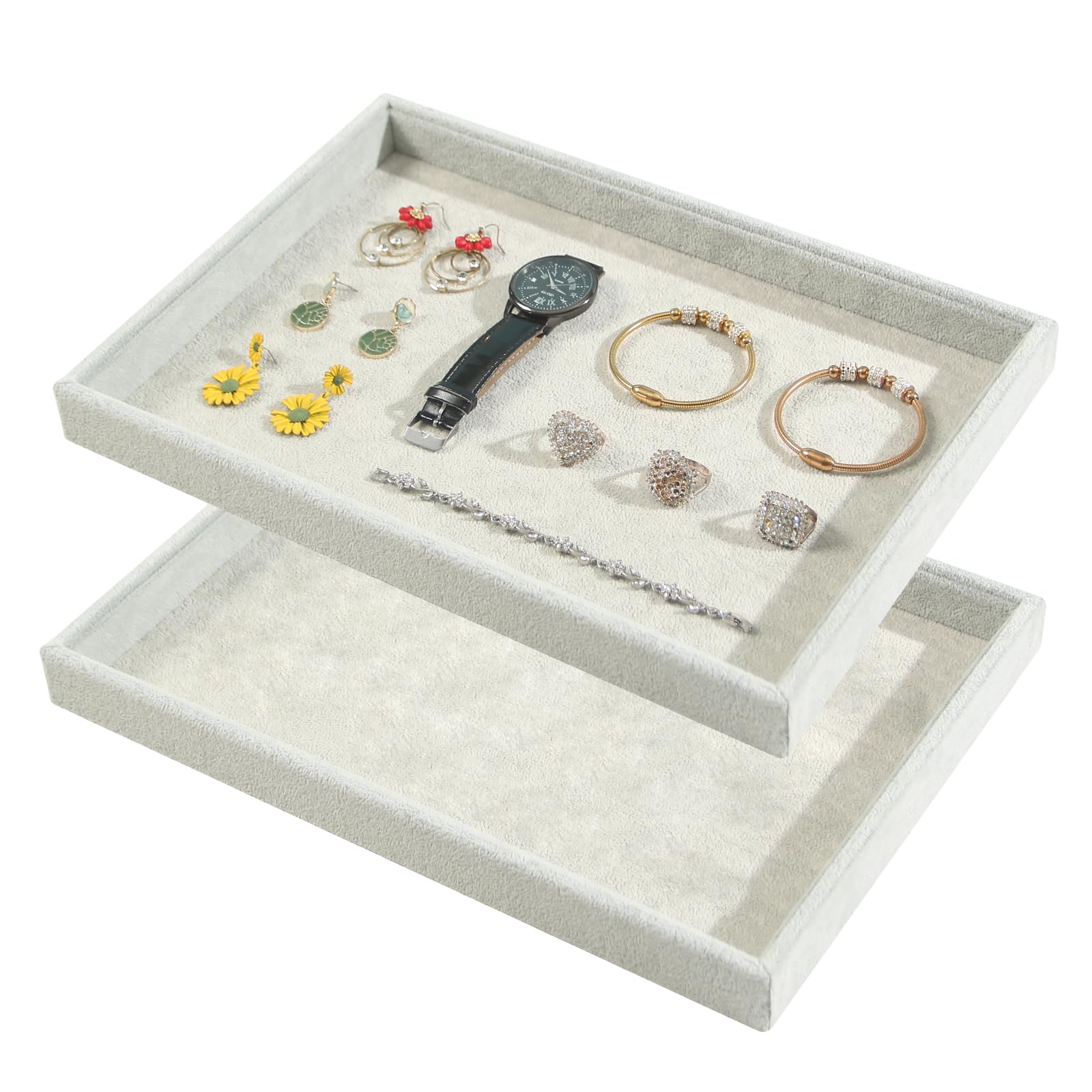 Amazon.com: Justsoso 2pcs/Set Velvet Jewelry Tray, Blank Large Storage ...