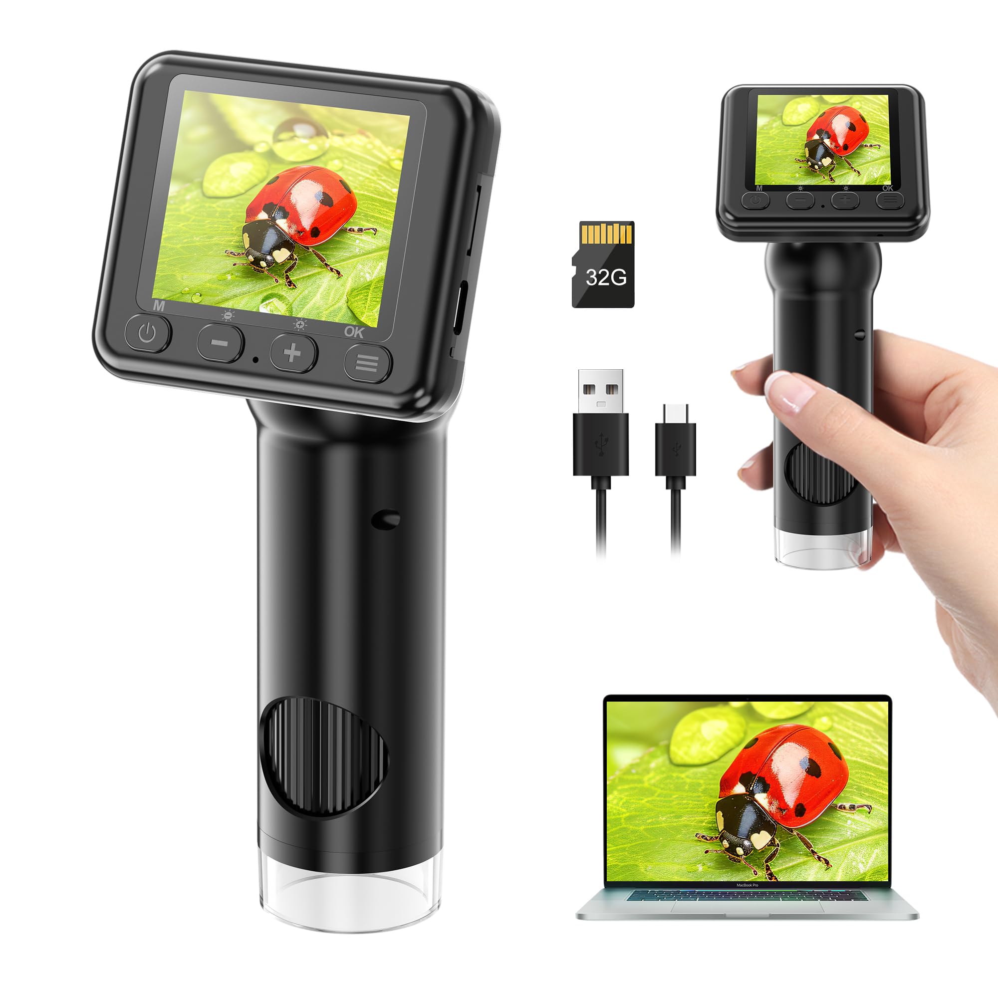 Amazon.com : Portable Digital Microscope - Handheld Microscope with 2 ...