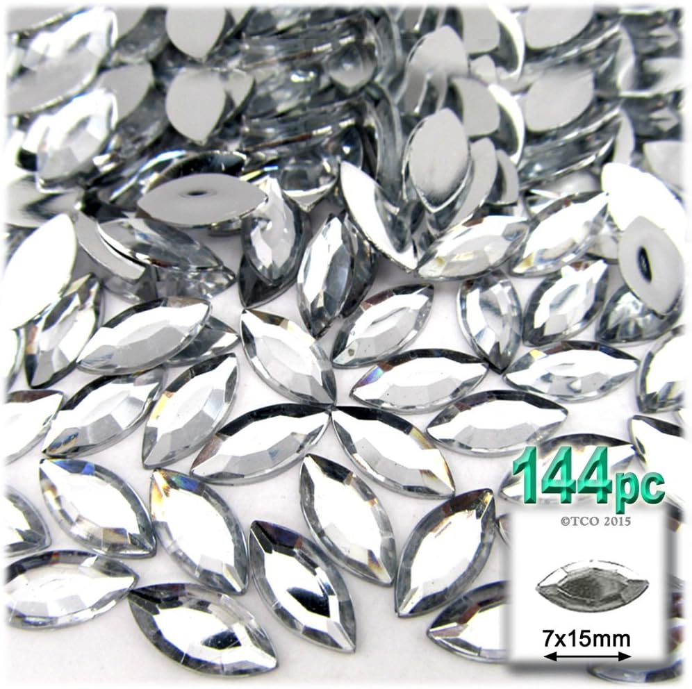 Amazon.com: The Crafts Outlet 144-Piece Flat Back Eye Shaped Navette ...