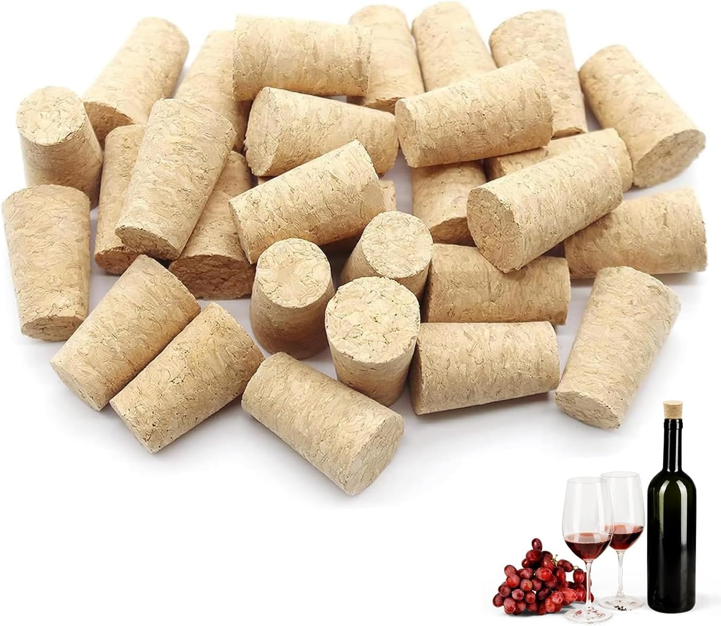 40-Pack Natural Corks - Eco-Friendly Wine Bottle Corks for Crafting ...