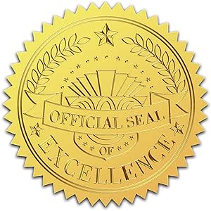 Amazon.com: CRASPIRE 2" Gold Foil Embossed Stickers Official Excellence ...