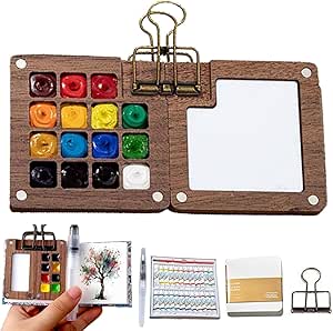 Amazon.com: Portable Palette Pocket Artist Watercolor Travel Set Mini ...