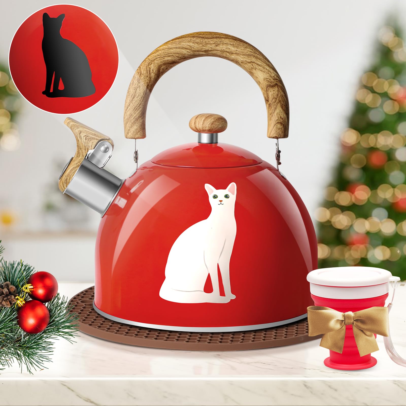 Amazon.com: ARC Stainless Steel Red Whistling Tea Kettle, Magic Color ...