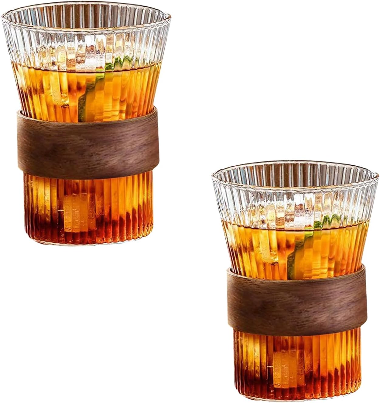 HYPIQQ Stackable Fish Design Drinking Glasses Stacking Amber Tumbler ...