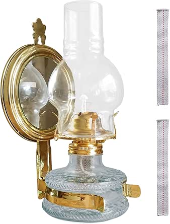 Amazon.com: Rustic Wall-Mounted Oil Lamp with Glass Mirror,Hurricane ...