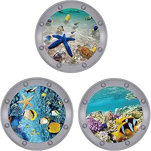 Amazon.com: 3PCS Ocean Animal Stickers-Wall Decor Wall Decals Peel and ...