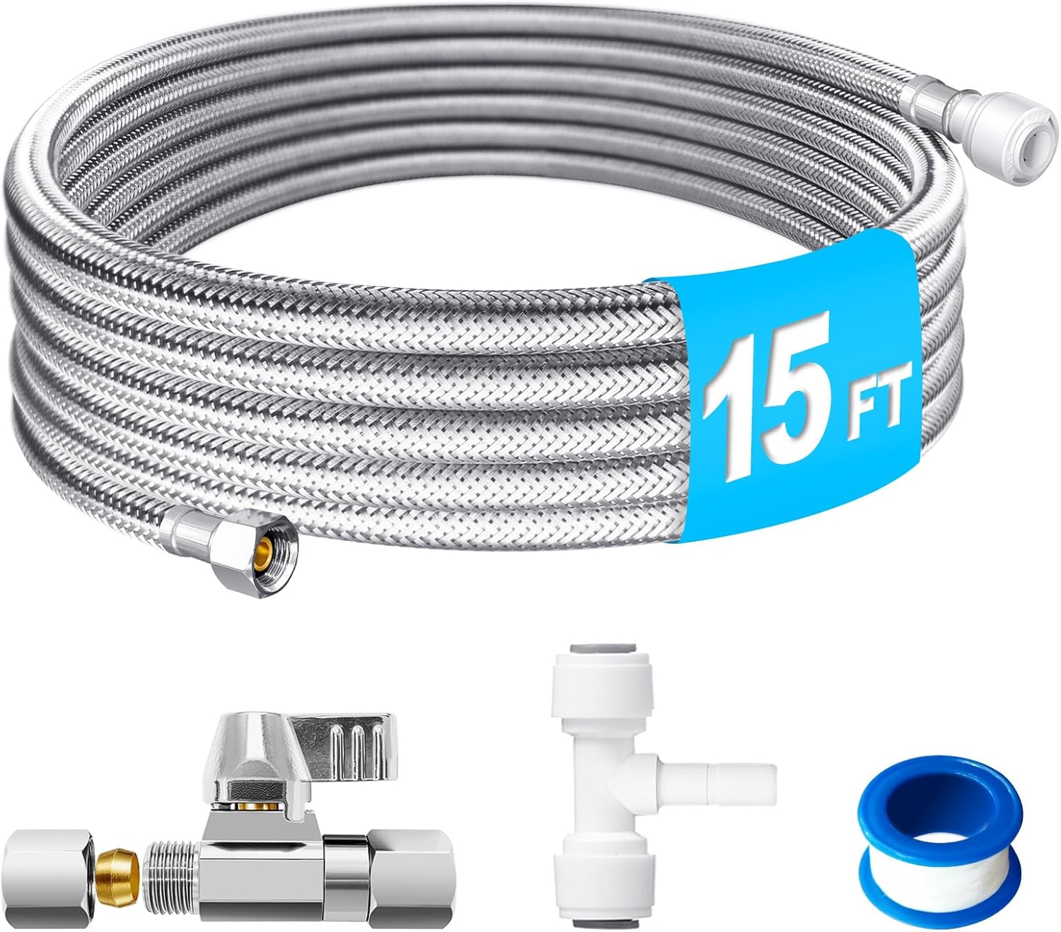 Amazon.com: RO to Refrigerator Water Line Kit - 15FT Stainless Flexible ...