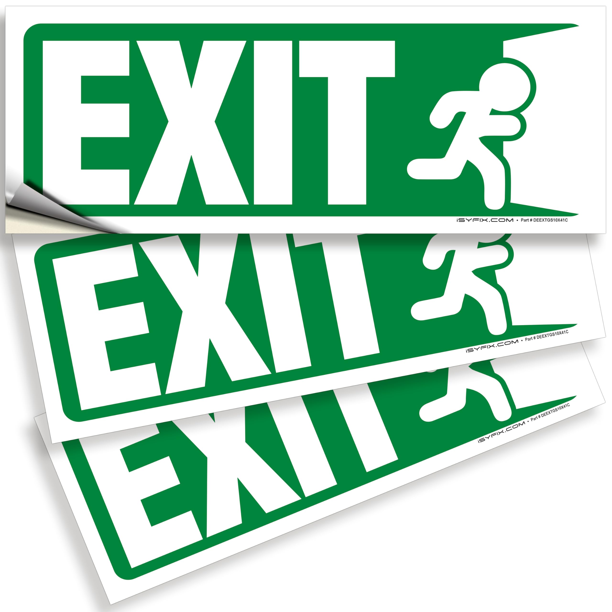 Snapklik.com : iSYFIX Exit Signs Stickers 3 Pack 10x4 Inch Premium Self ...
