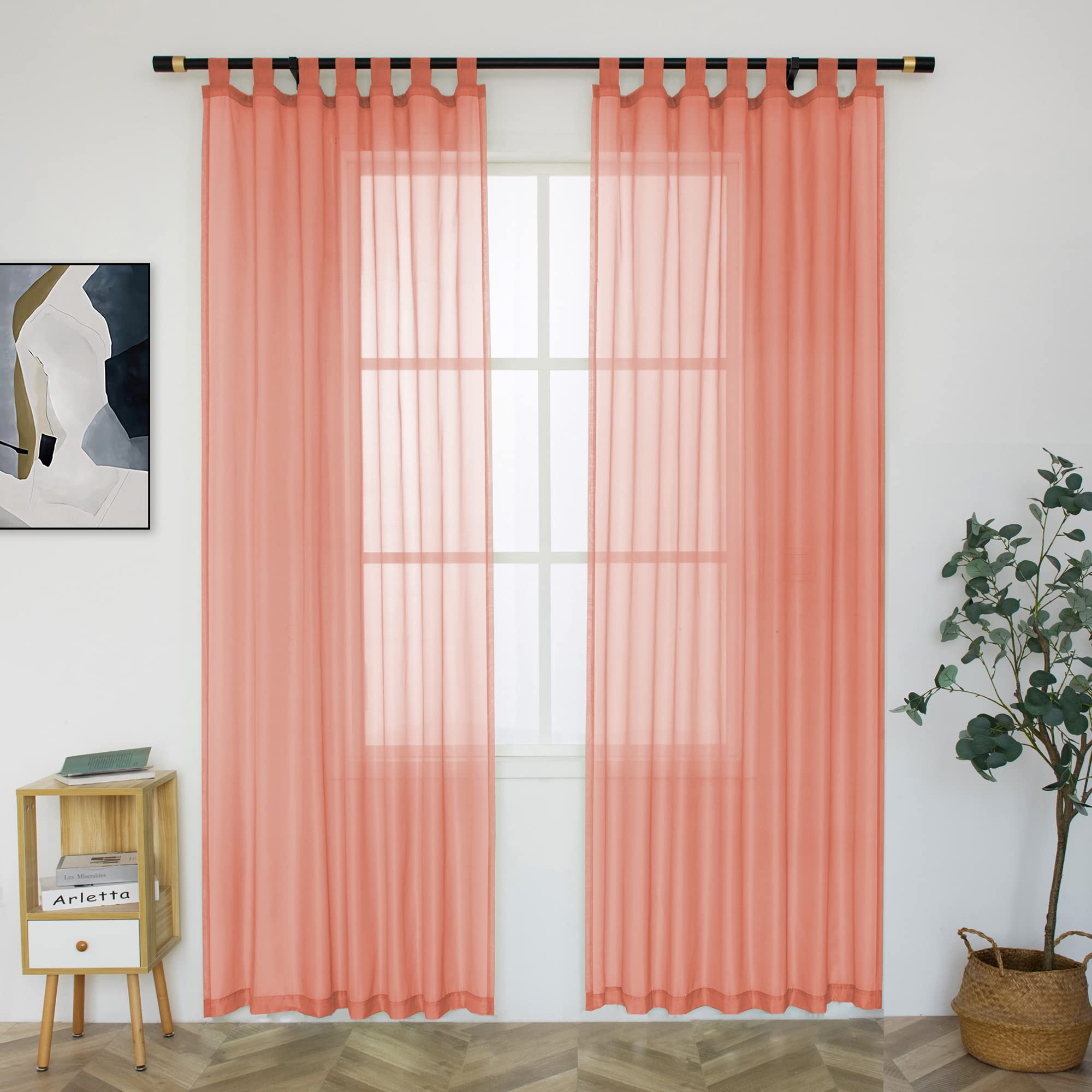 Coral Sheer Curtains Martha Stewart 84 In Coral Semi Sheer Rod Pocket