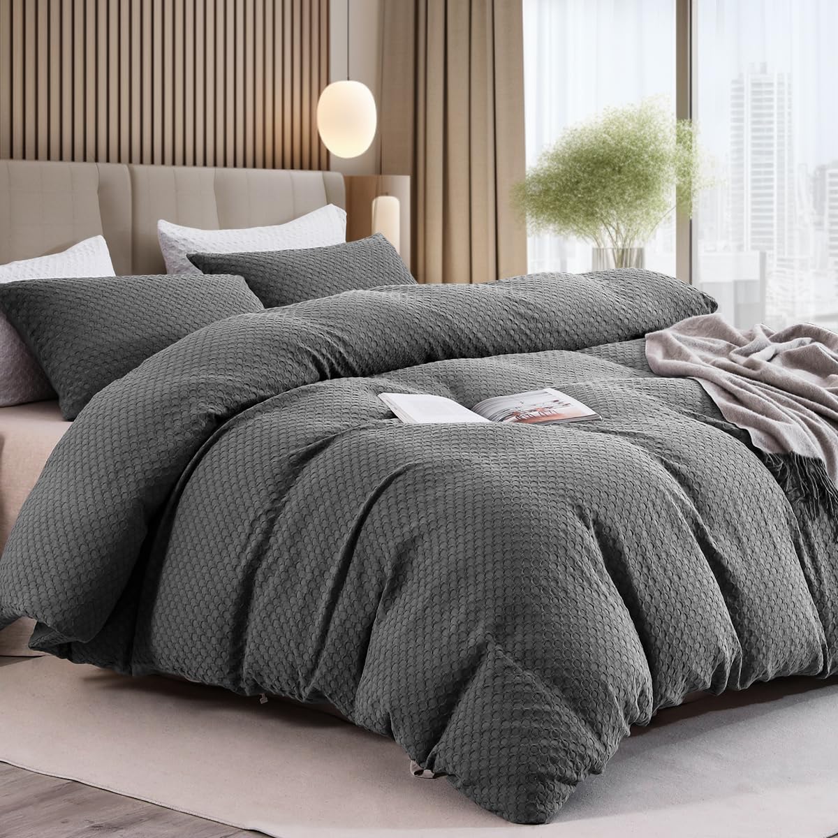 100% Cotton Waffle Weave Duvet Cover Set King Size - Comforter Covers ...