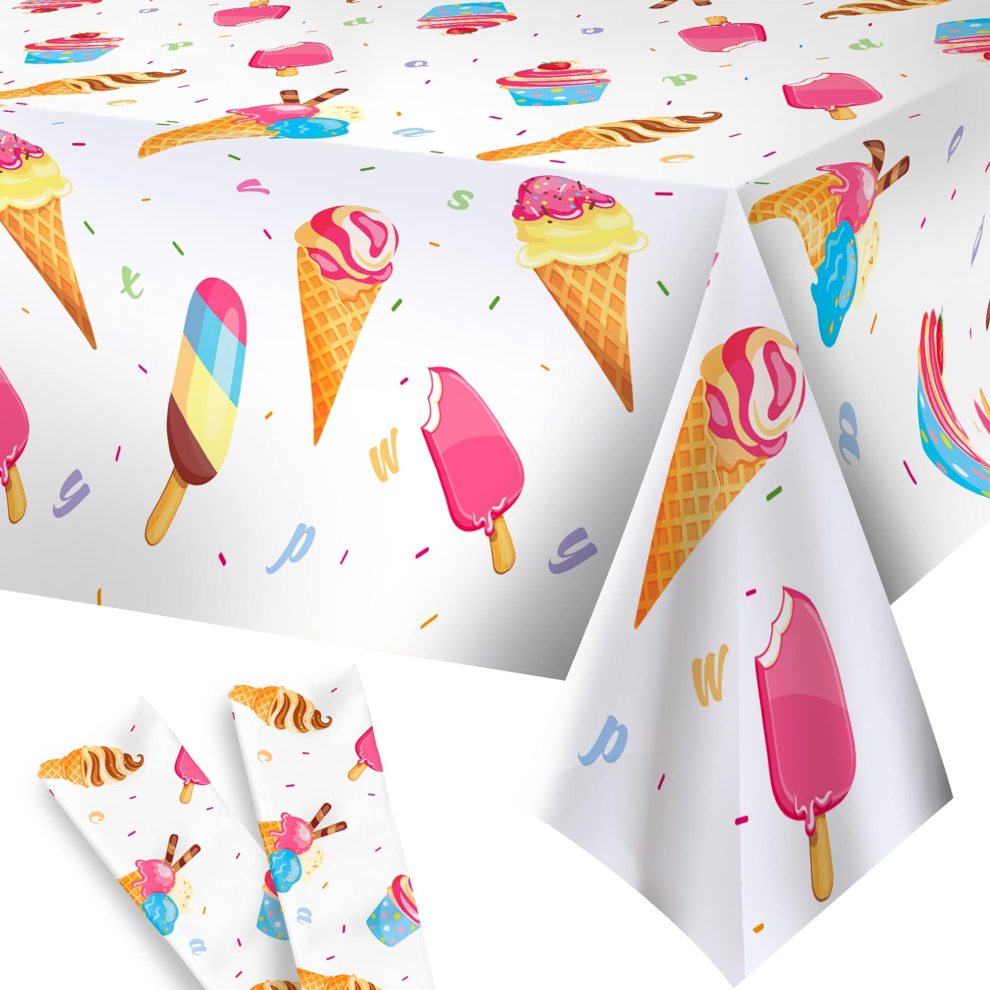 Amazon.com: Fancy Land Ice Cream Tablecloths Party Decorations ...