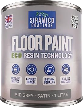 SIRAMICO COATINGS Floor Paint | 1 Litre | Satin | Water-Based Quick-Dry ...
