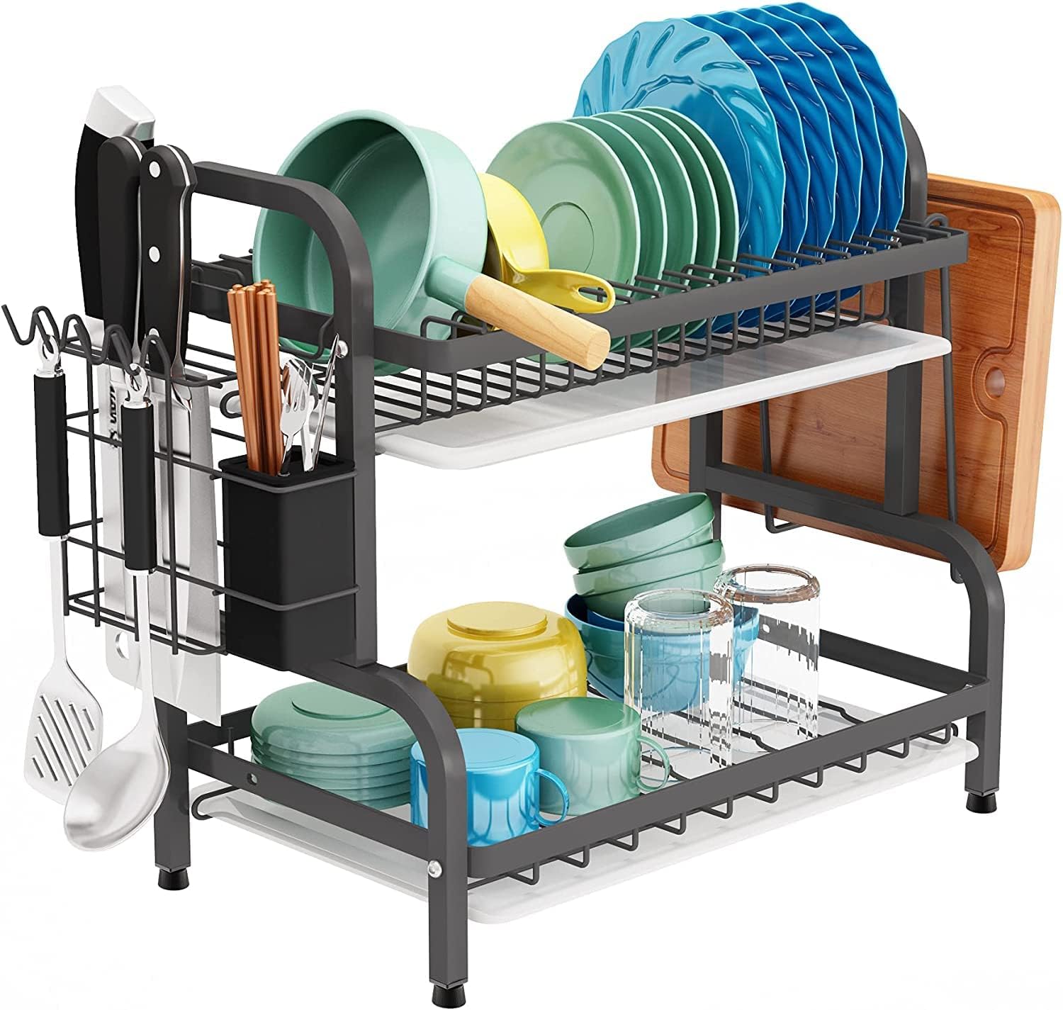 Amazon.com - Dish Drying Rack, 2-Tier Compact Kitchen Dish Rack ...