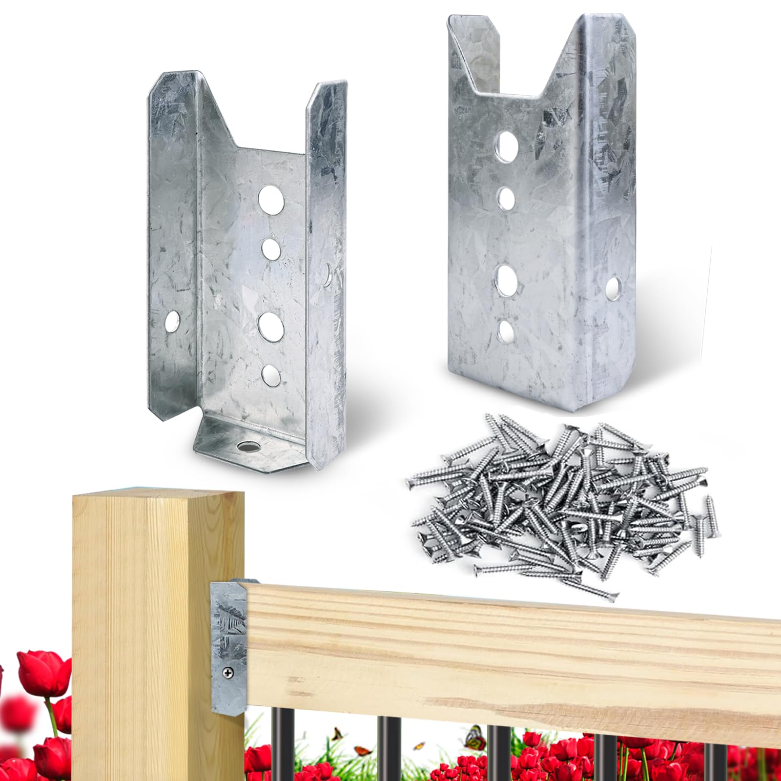 LukLoy 2x4 Brackets for Wood Rail, 20 Pack Fence Brackets Repair Kit ...