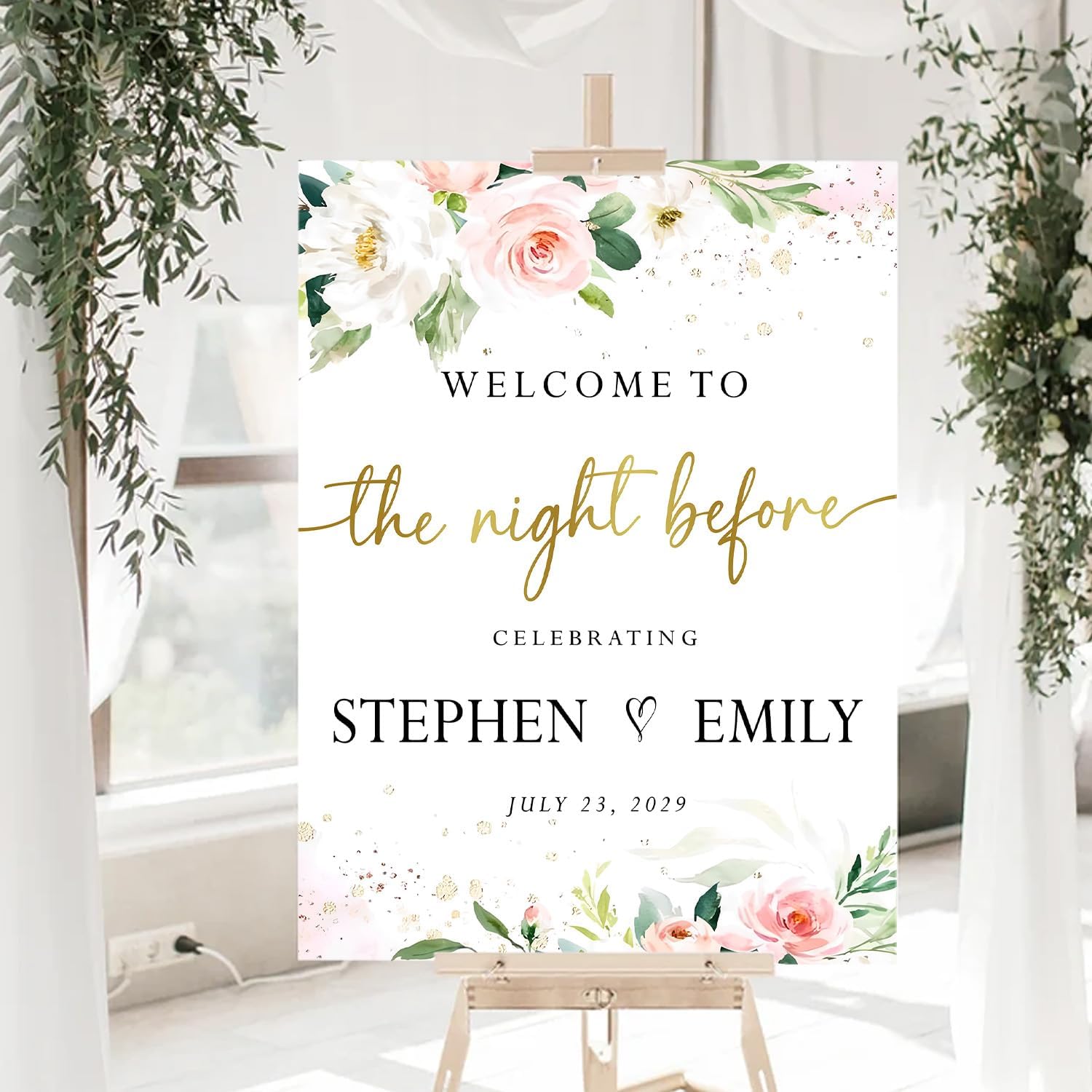 Amazon.com: Customized The Night Before Welcome Sign, Greenery The ...