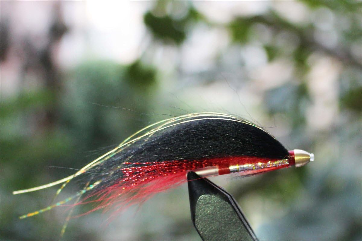 24 Pcs Red&Black Feather Cone Head Tube Flies Salmon Fly Trout Fly ...