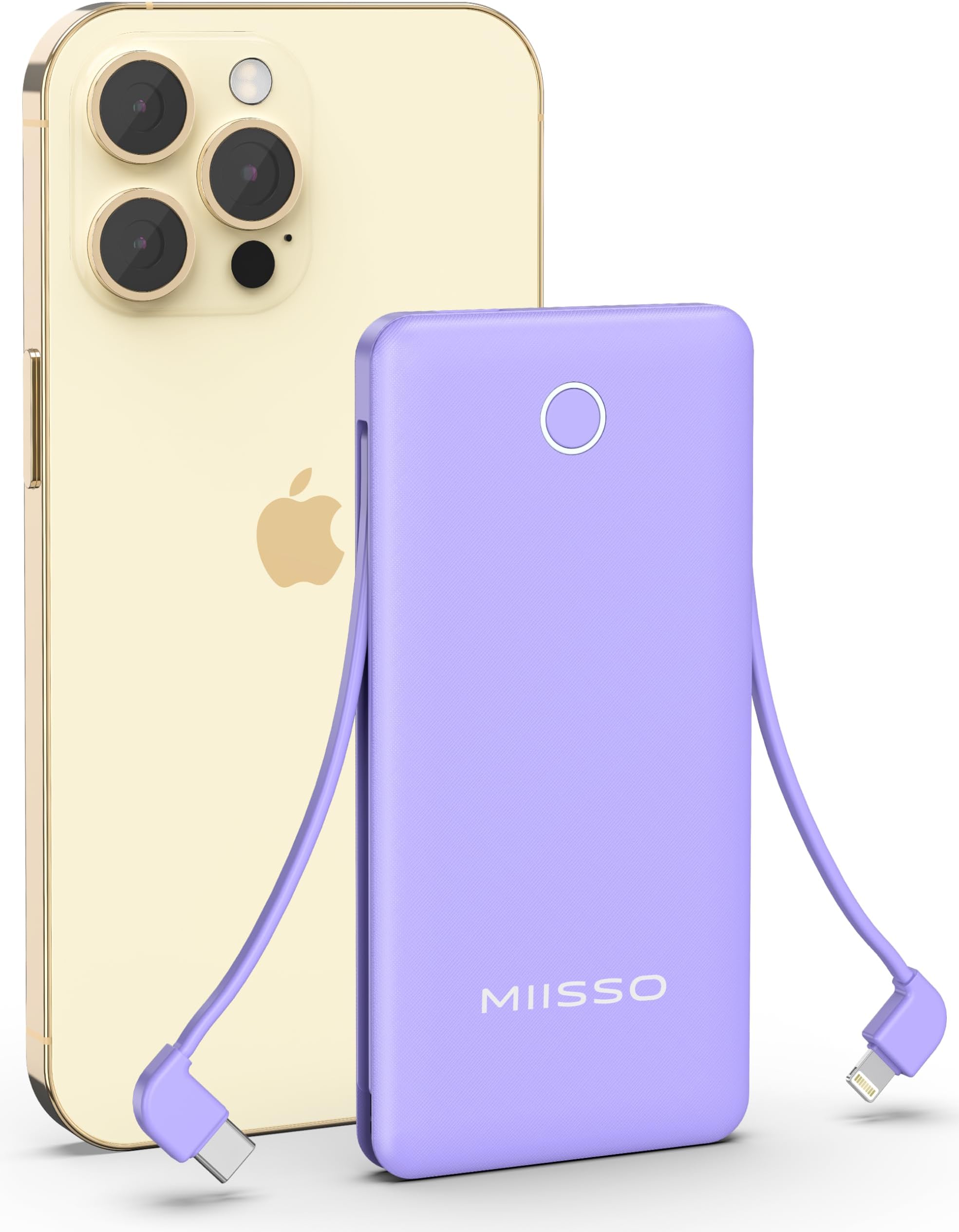 Amazon.com: miisso 10000mAh Slim Portable Charger with Built in Cable ...