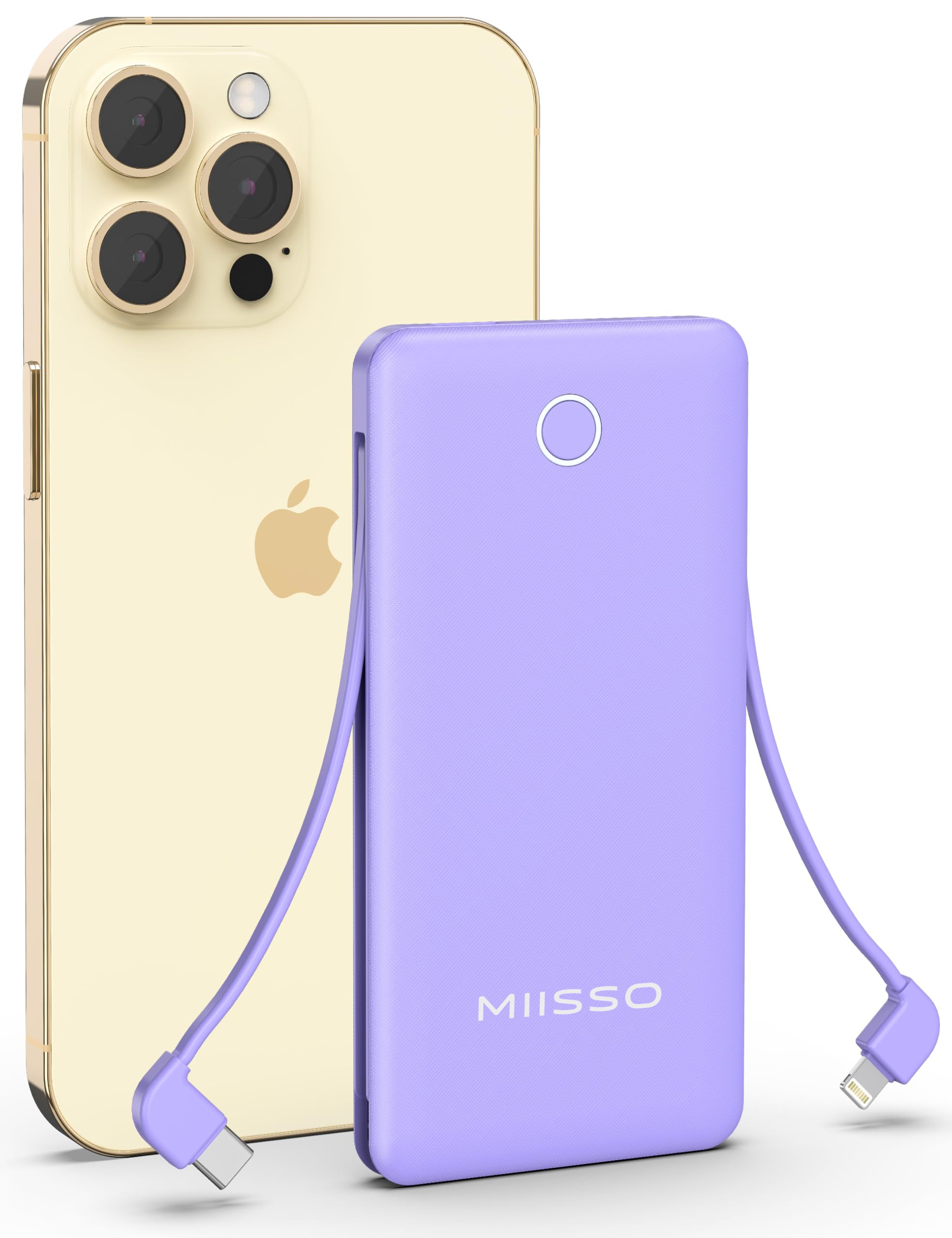 Amazon.com: miisso 10000mAh Slim Portable Charger with Built in Cable ...