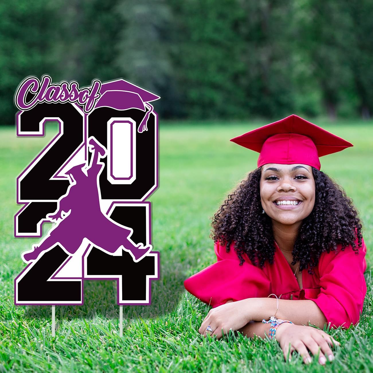 Amazon.com : Purple and Black Class of 2024 Yard Sign Graduation Party ...