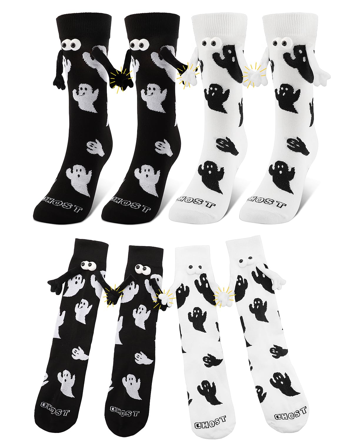 Amazon.com: Yawlsow Halloween Holding Hands Socks, 4 Pairs Cute Funny ...