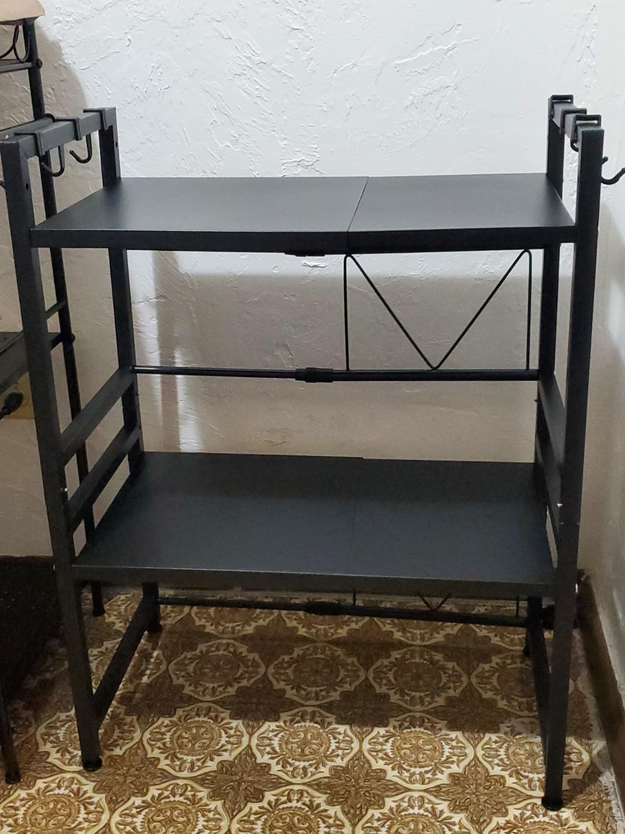 Amazon.com: 3 Tier Microwave Shelf，Microwave Rack with Hooks，Kitchen ...