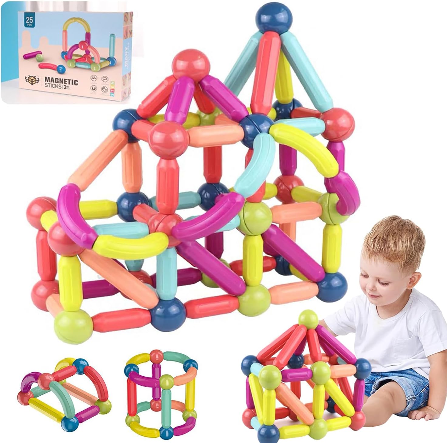 FOCLTD 25PCS Children Building Blocks, Kids DIY Building Blocks Play ...