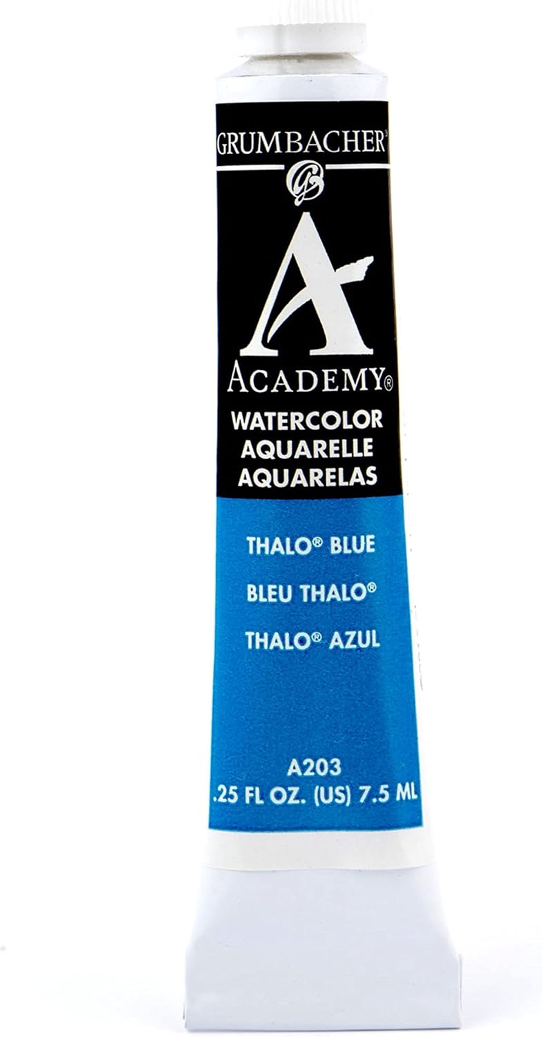 Grumbacher Academy Watercolor Paint 7.5ml/Tube-Thalo Blue : Amazon.co ...