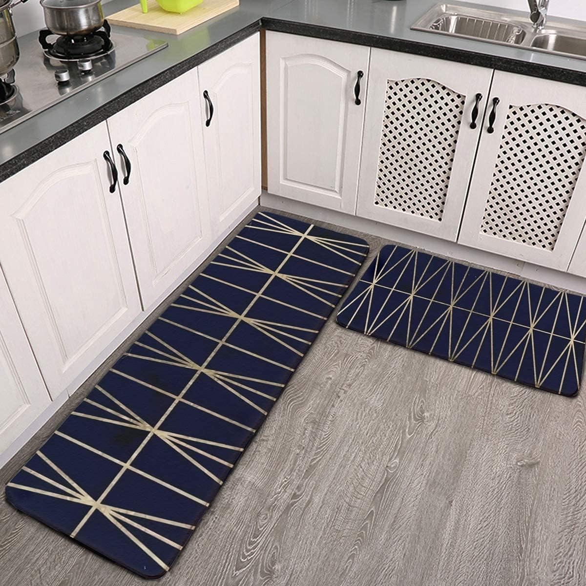 Amazon.com: LVHERS 2 Pcs Kitchen Rugs and Mats Set Modern Gold ...
