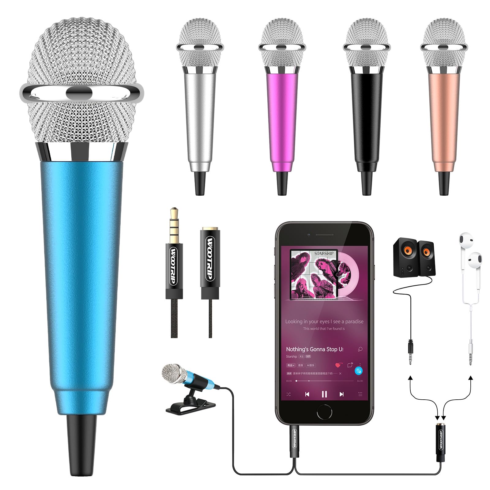 Amazon.com: Wootrip Mini Microphone 3.5mm Portable Tiny Mic for Karaoke ...
