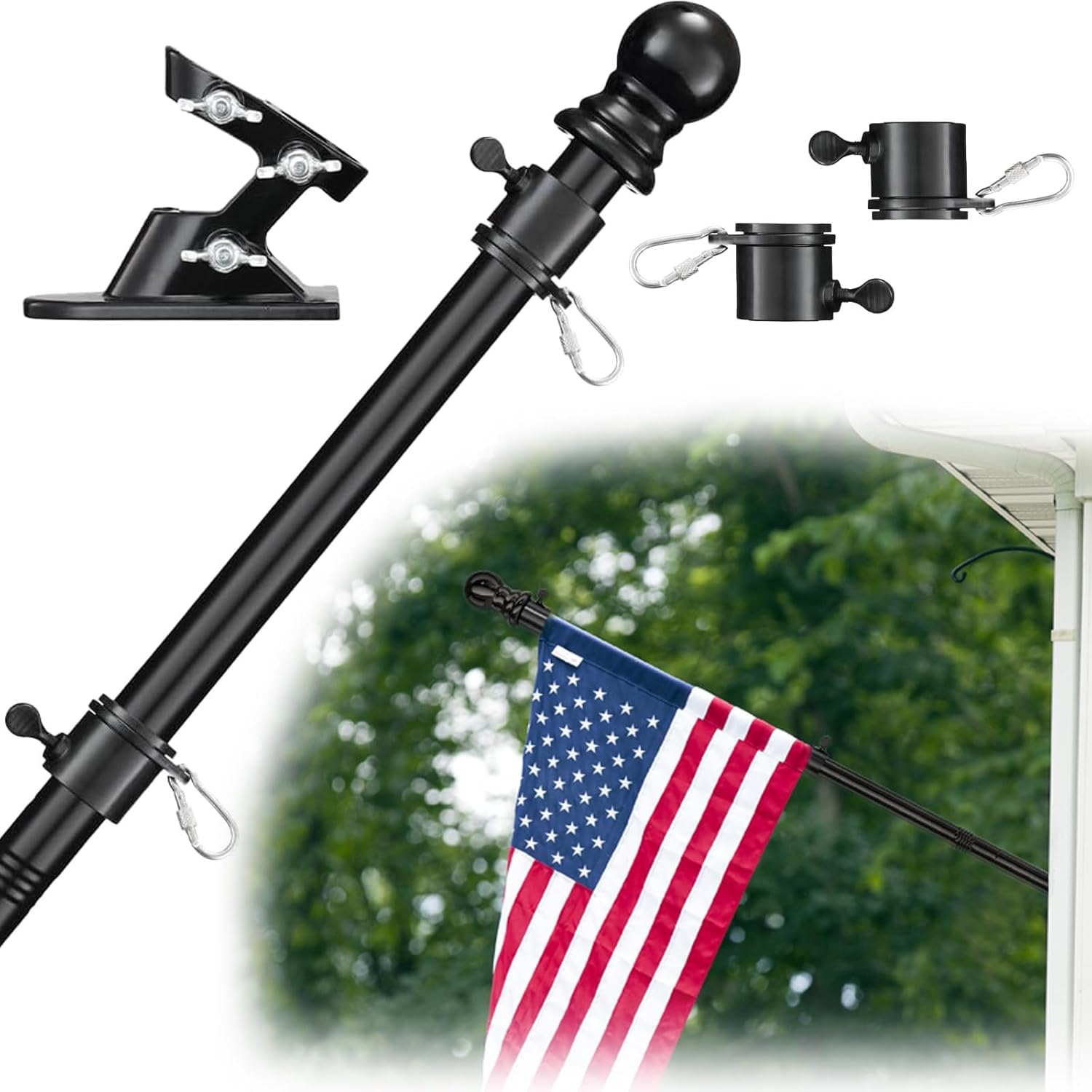 Amazon.com : Ihomepark 6FT Flag Pole for House，Tangle Free Stainless ...