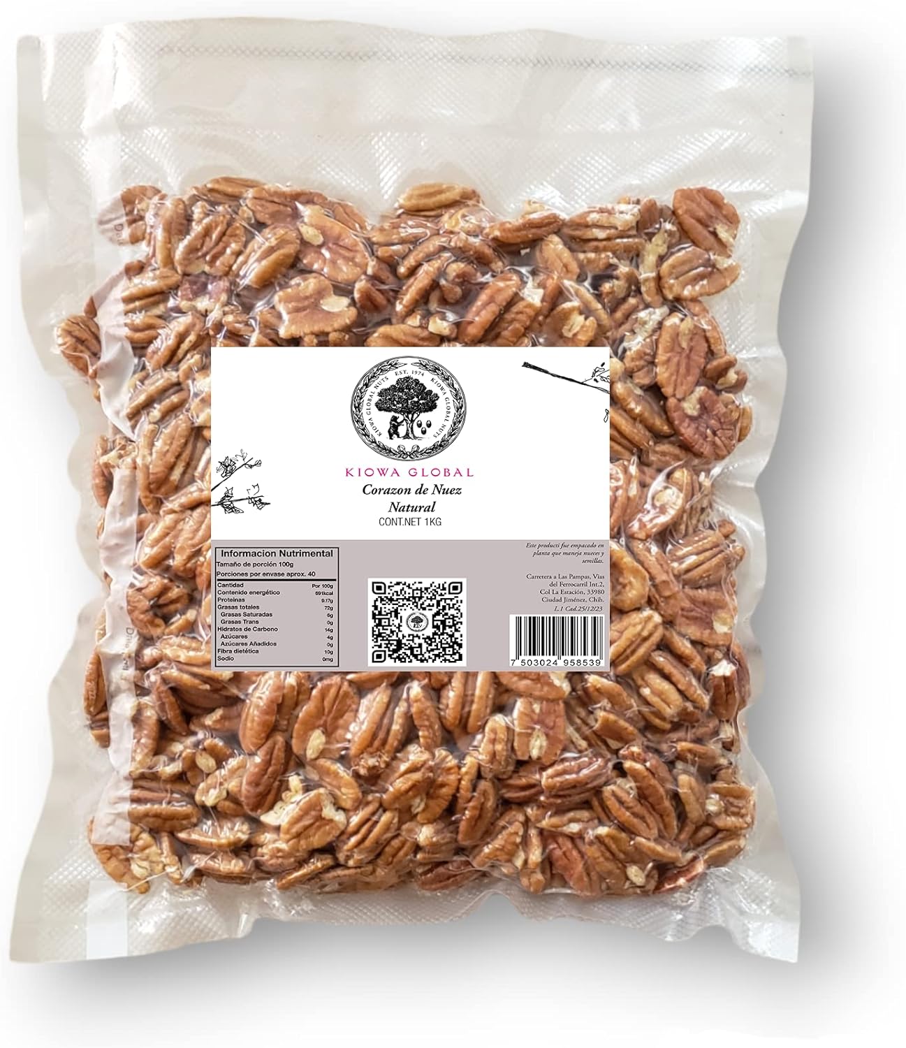 Nuez Pecana- Pecanera, Pelada Natural en Corazón 1kg Empacada al Vacio ...