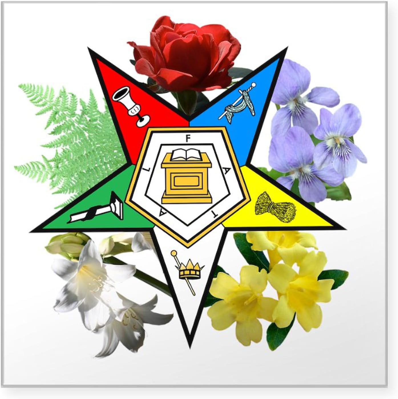 Amazon.com - CafePress OES Floral Emblem Square Sticker 3 X 3 Square ...