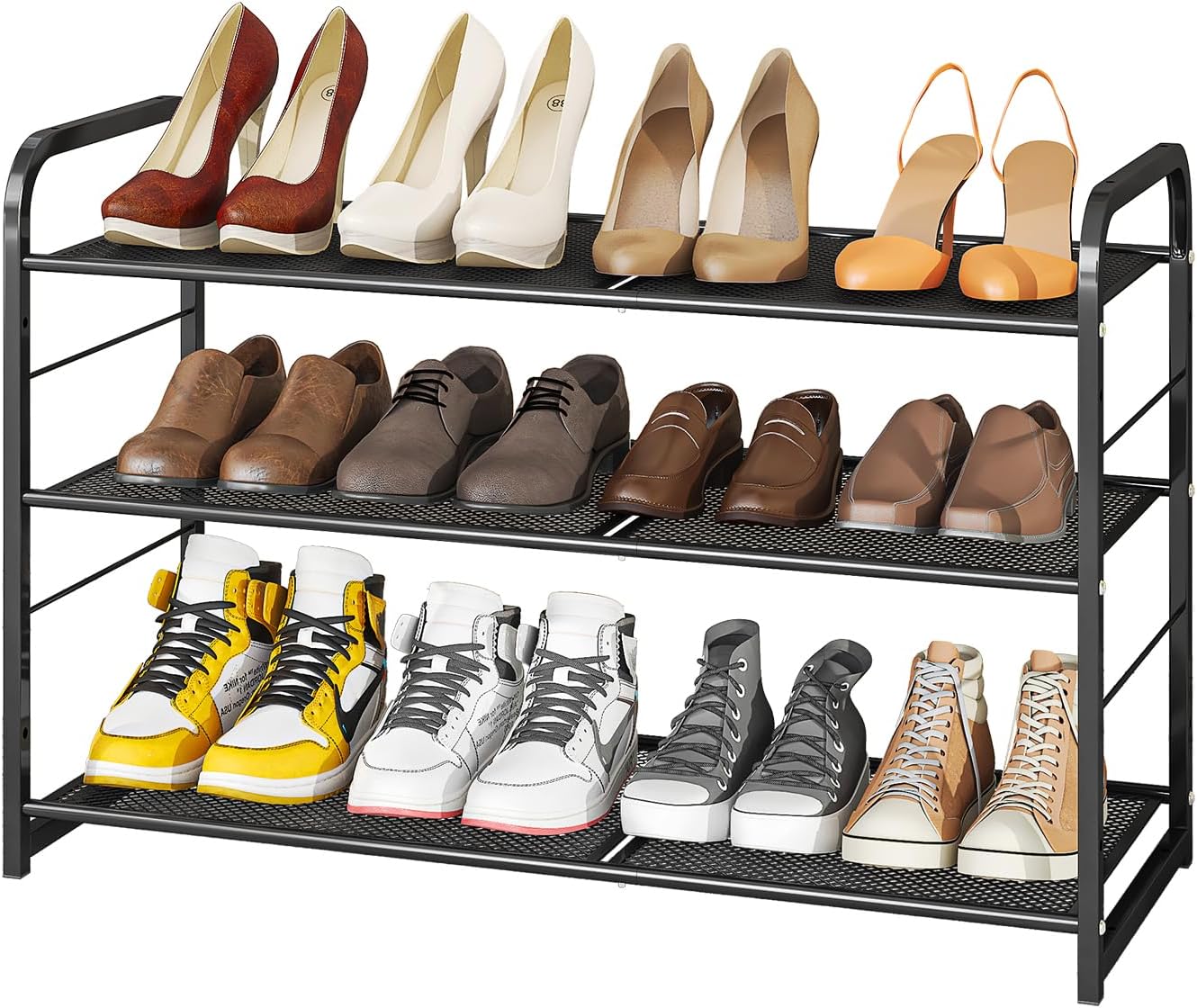 Amazon.com: AIYAKA 3-Tier Shoe Rack Storage Organizer, Metal Stackable ...