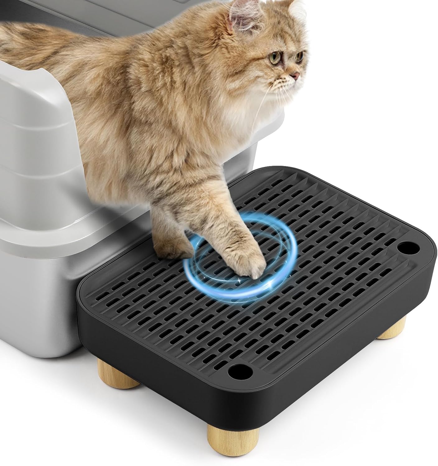 Amazon.com : Bartuke Cat Litter Box Step Ramp, Cat Litter Catcher Mat ...