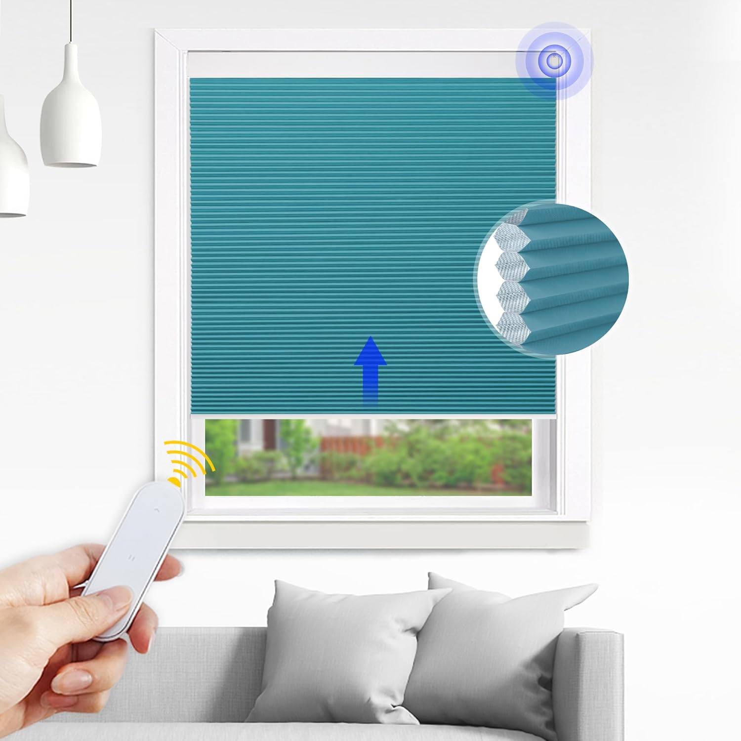 Amazon.com: Allesin Motorized Cellular Shades with Remote, Blackout ...
