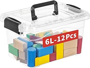 Cetomo 6Lx12 Pack Storage Boxes, Storage Box with Lids and Handle for ...