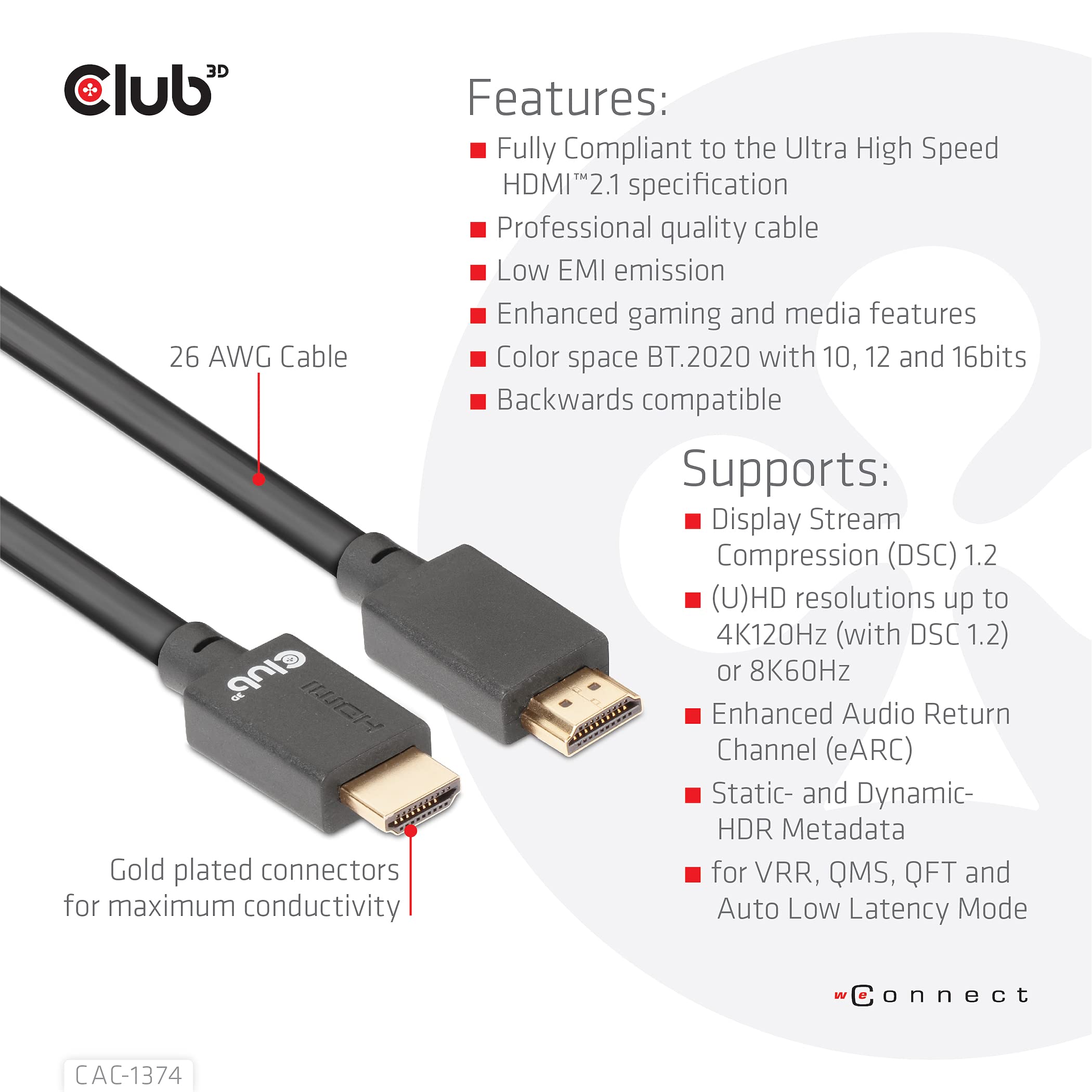 Club 3D HDMI 2.1 4K120Hz 48Gbps オス/オス 15m Active Optical Cable アクティブ 光 ...