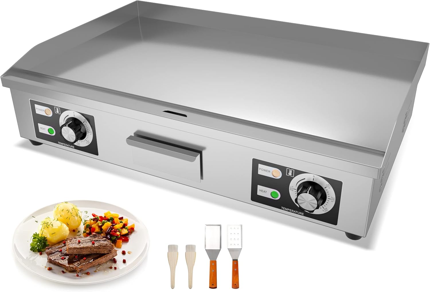 Amazon.com: Obqer Commercial Electric Griddle, 30" 3000W Double Switch ...