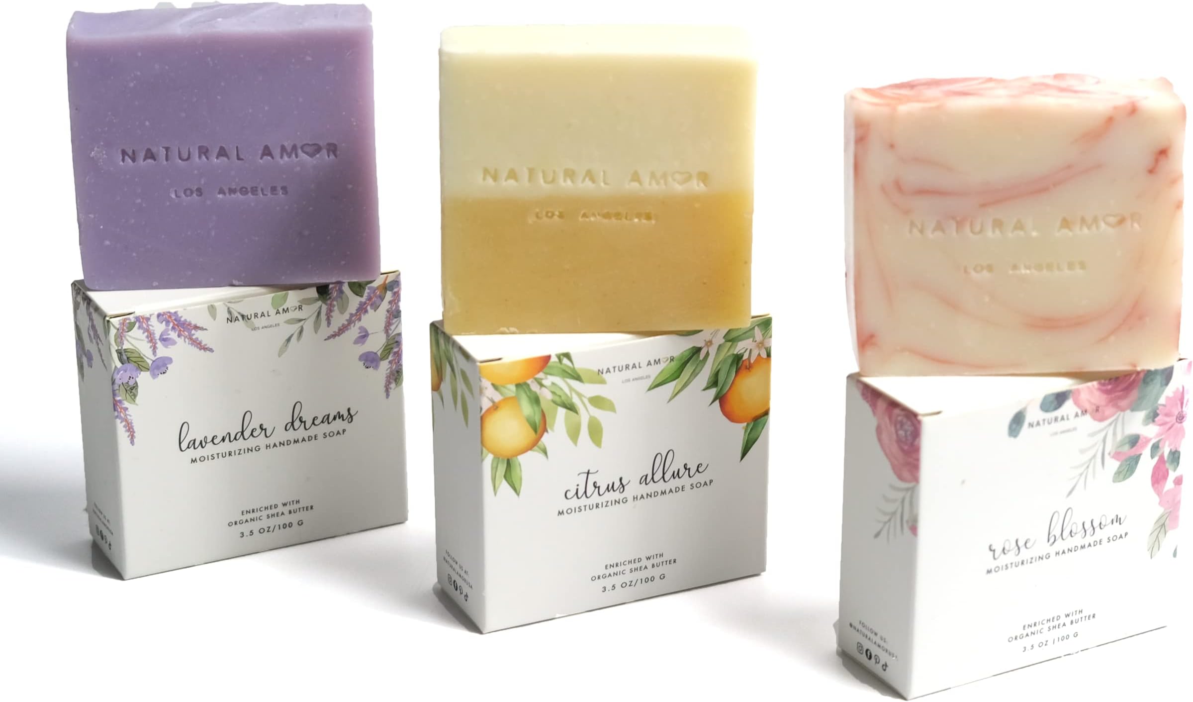 Amazon.com : Natural Amor Handmade Soap Bar Set 3 Pk, Made with Natural ...