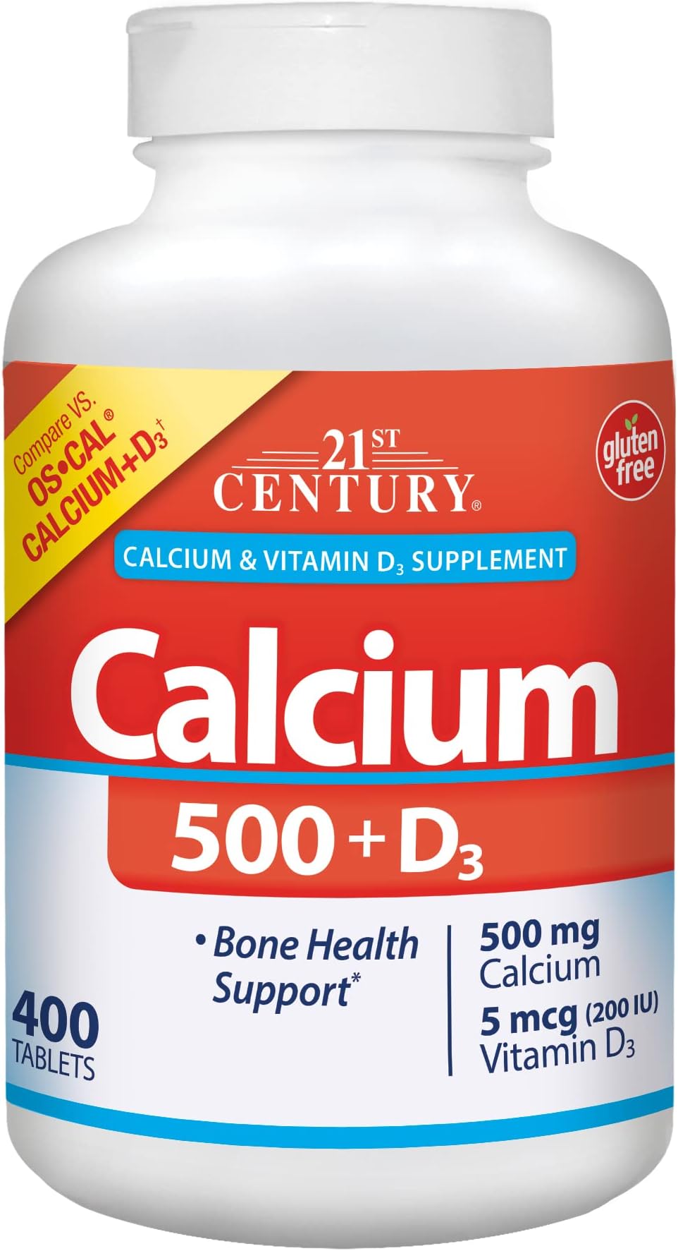 Amazon.com: 21st Century Calcium 500 mg Plus D3 Tablets, 400 Count ...