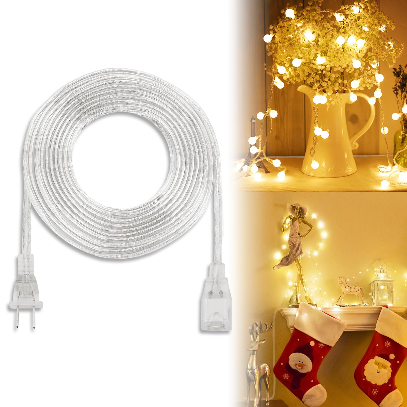 Amazon.com: Clear Extension Cord - 15 FT Male to Female Invisible ...