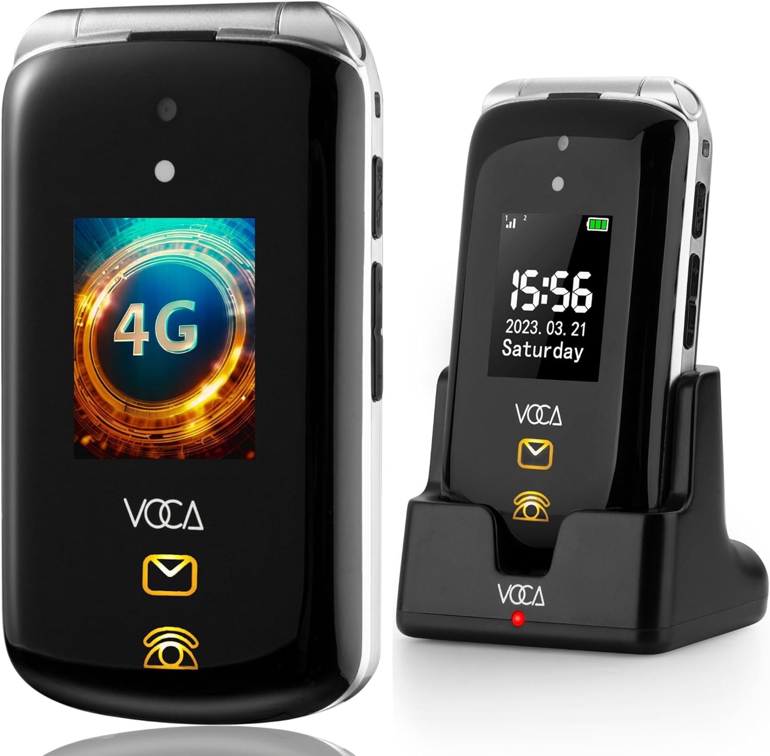 VOCA Big Button Flip Phone for Elderly | Dual Screen | Unlocked 4G LTE ...