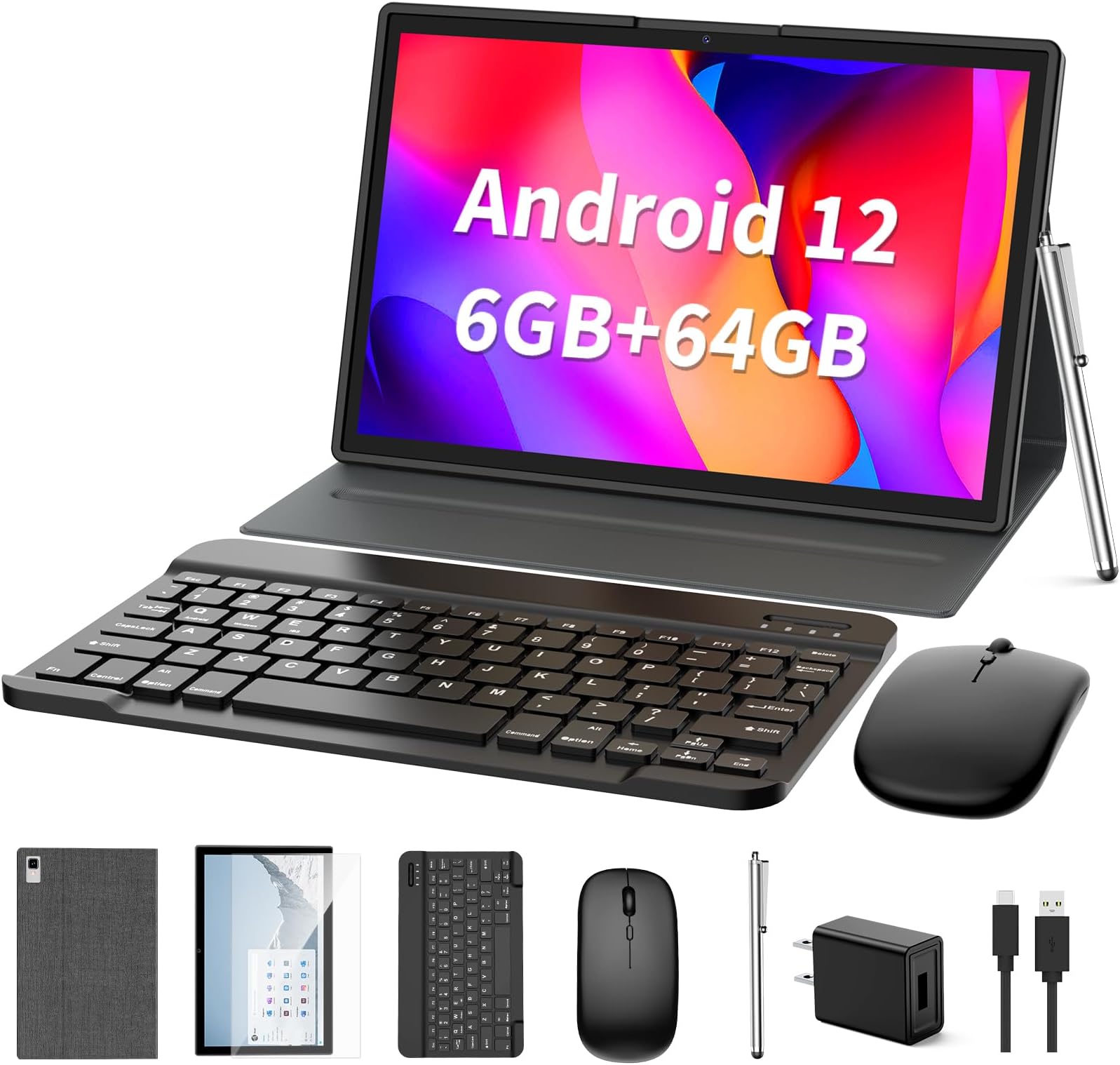 Amazon.com : 10 inch Tablet with Keyboard 2 in 1 Tablet Android 12 ...