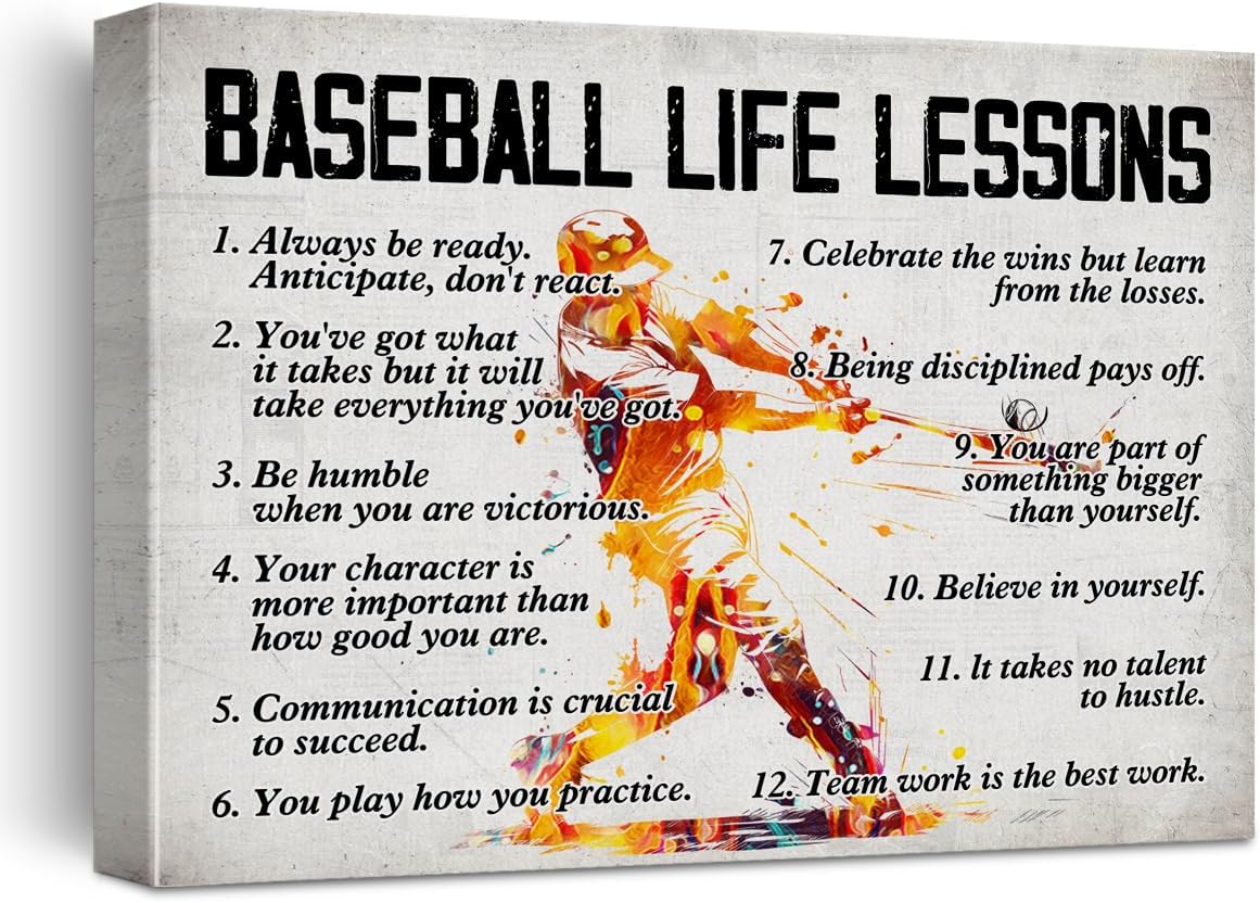 Amazon.com: Hijie Baseball Poster Canvas Wall Art for Home Decor ...